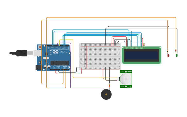 Circuit design Motion Alarm - Tinkercad