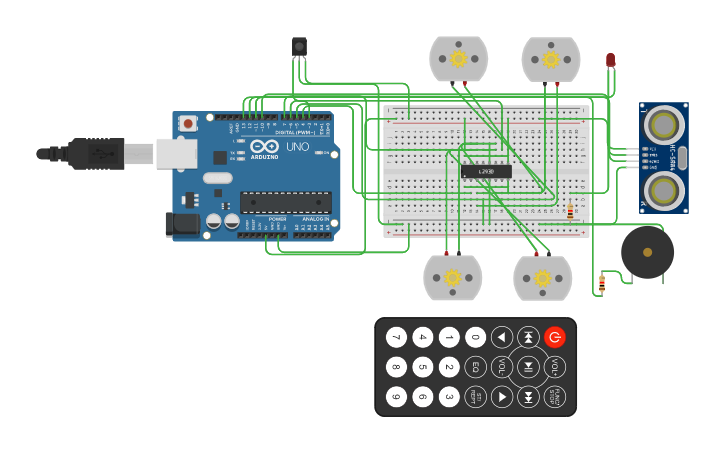 Circuit design remote control car - Tinkercad
