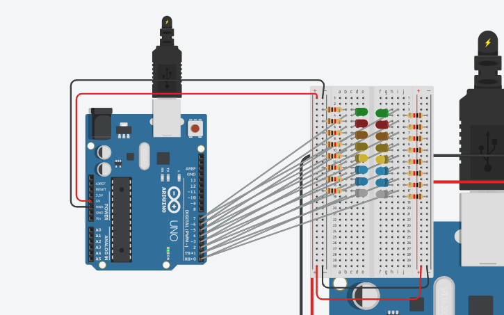 Circuit design Light Show - Tinkercad