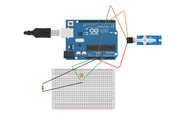 Circuit Design Servo Motor And Ldr Tinkercad 5465
