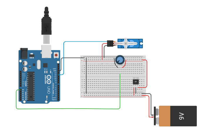 Circuit design servo - Tinkercad