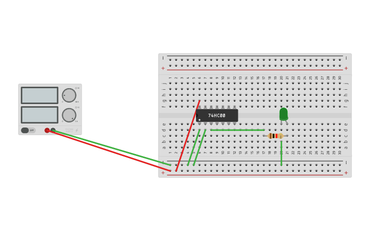Circuit design IC 7400 NAND IMPLEMENTATION - Tinkercad Circuit design IC 7400 NAND IMPLEMENTATION - Tinkercad