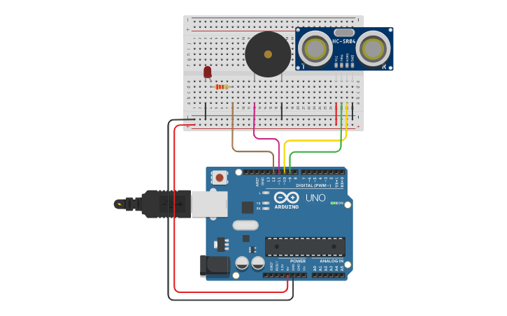 Circuit design alarma - Tinkercad