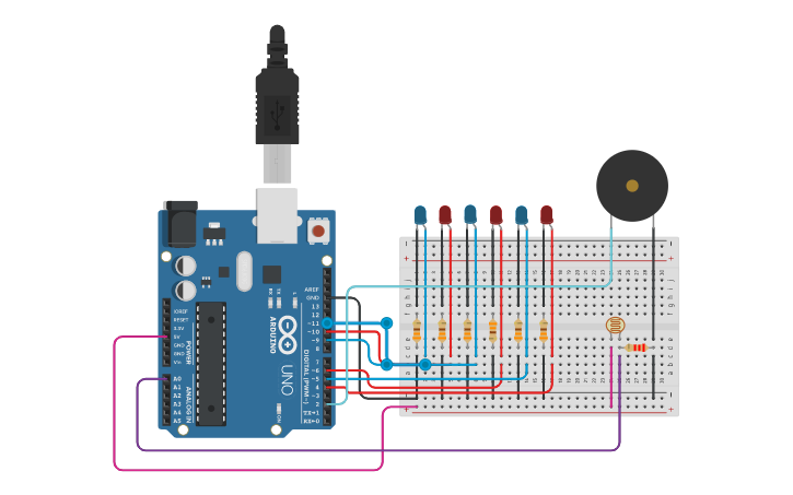 Circuit design Piezzo final - Tinkercad