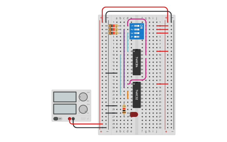 Circuit Design Simulation Of Simplified Expression Tinkercad