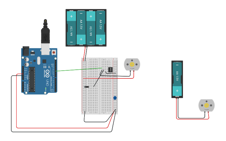 Circuit design Single DC Motor Experiment - Tinkercad