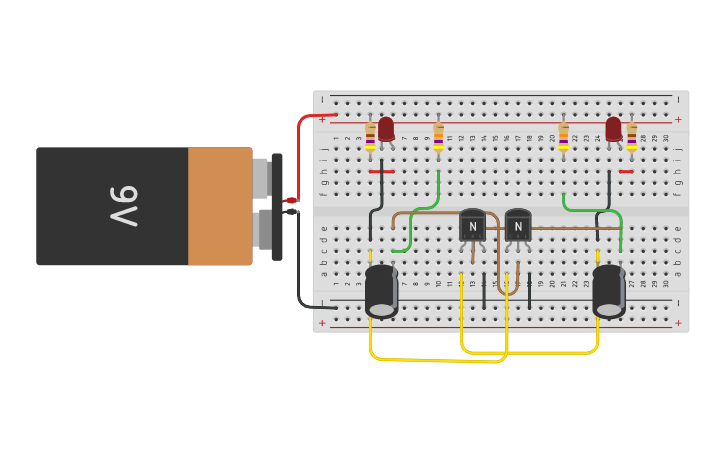 Circuit Design Transistor Based Blinking Circuit Tinkercad