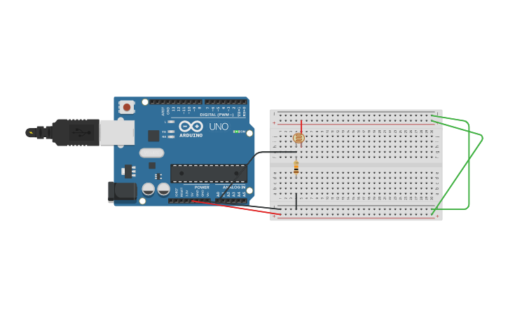 Circuit design Thermistor (2 pin ldr) - Tinkercad