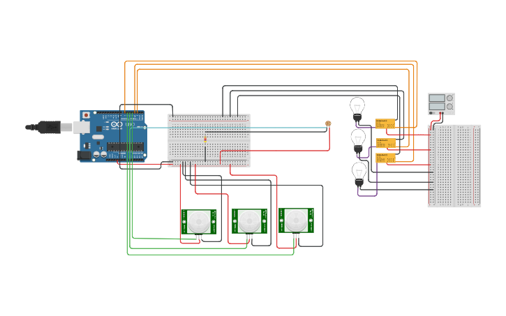 Circuit design IOT mini project - smart street lights - GROUP 4 - Tinkercad