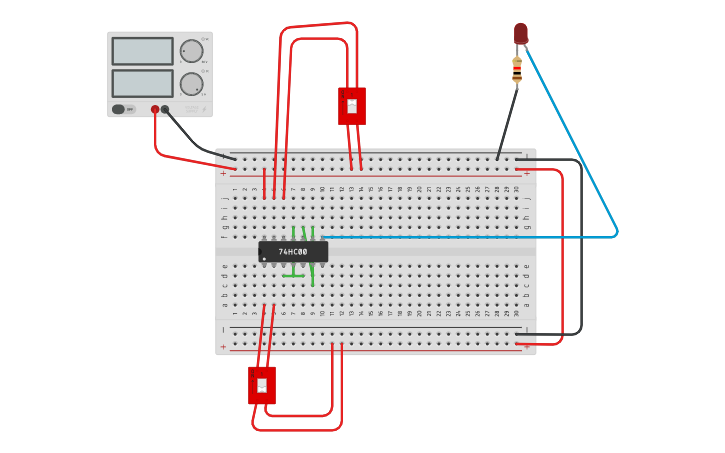 Circuit design AND gate using NAND | Tinkercad