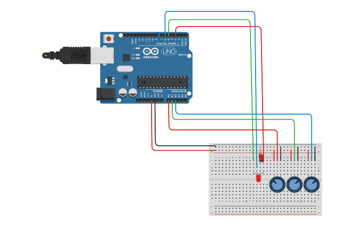 Circuit design prueba led rgb | Tinkercad