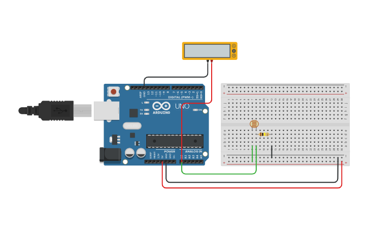 Circuit design LDR en Arduino - Tinkercad