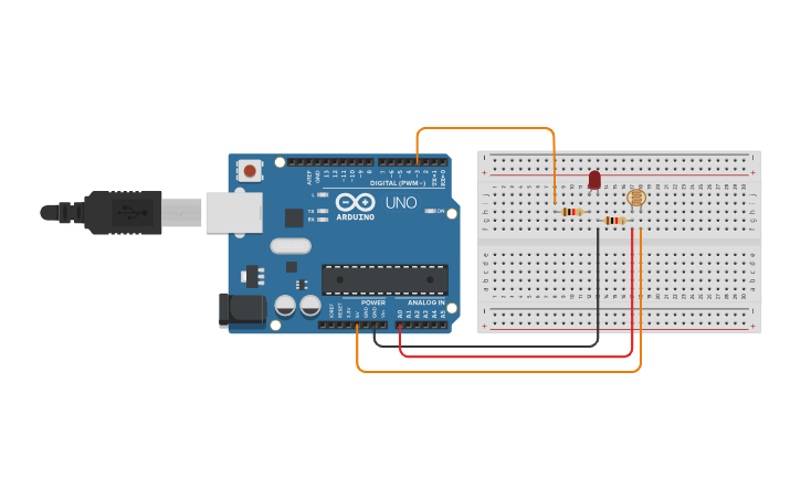 Circuit design photoresistor - Tinkercad