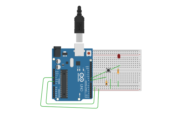 Circuit design Buton Nesnesi ile Led Yakma | Tinkercad