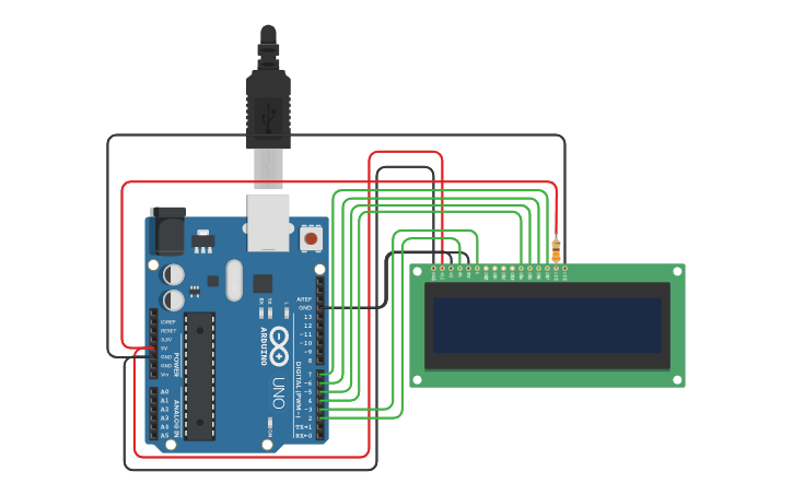 Circuit Design Pantalla Lcd 16x2 Tinkercad