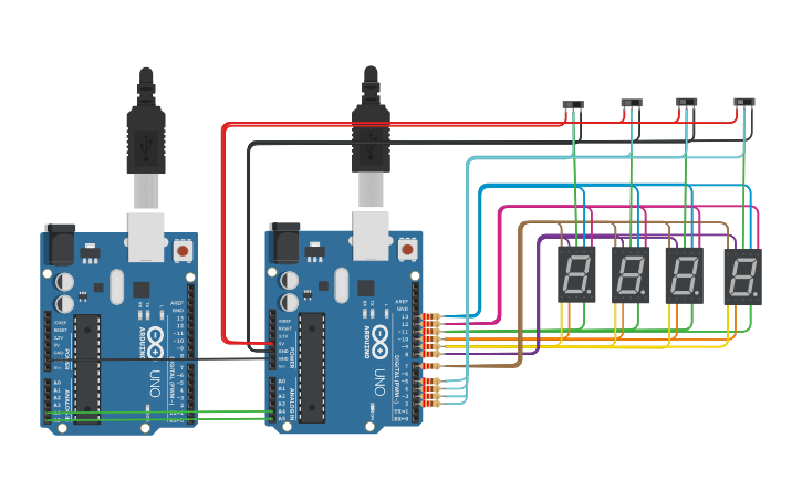 Circuit design 7 segment - Tinkercad