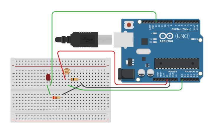 Circuit design LDR | Tinkercad
