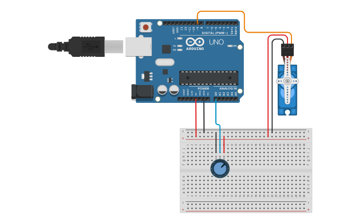 Circuit design servo pr4 - Tinkercad