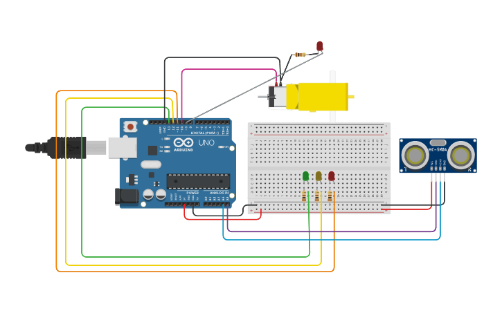 Circuit design ultrasonic (2b) - Tinkercad