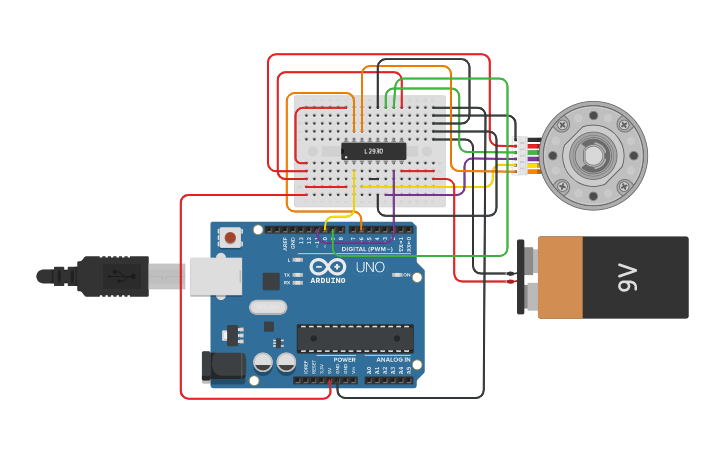 Circuit design MOTOR PASO A PASO - Tinkercad