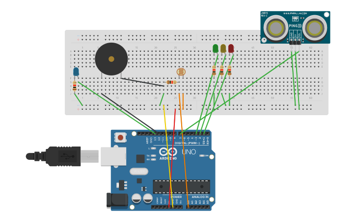 Circuit Design Fotorresistencia Sensor De Proximidad Y Piezo Tinkercad