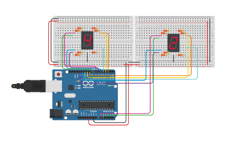 Circuit design Numero random tra 0 e 99 | Tinkercad