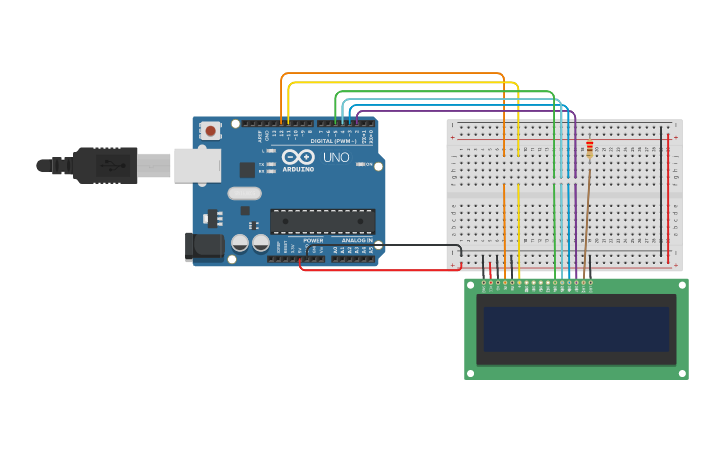 Circuit design LCD with arduino - Tinkercad