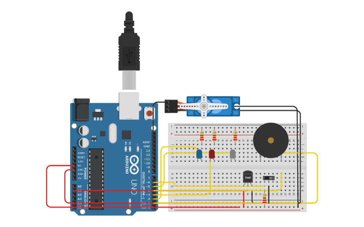 Circuit design SENSOR DE TEMPERATURA | Tinkercad