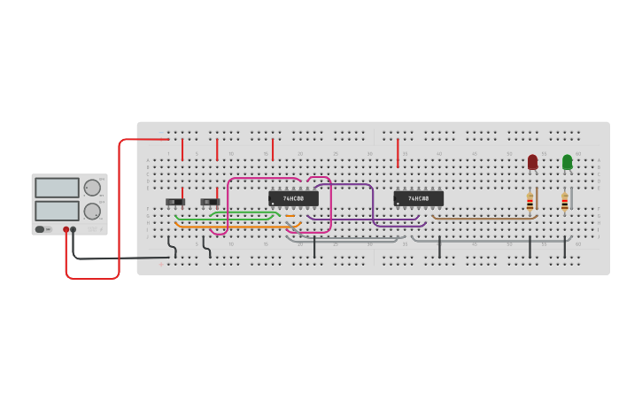 Circuit design HALF ADDER USING NAND GATES ONLY | Tinkercad