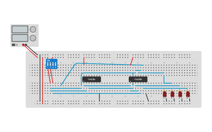 Circuit design 2:4 decoder - Tinkercad