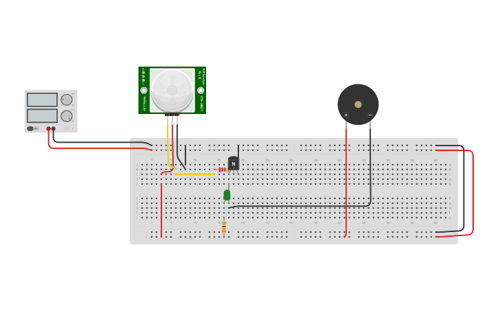Circuit design ALARMA SENSOR PIR - Tinkercad