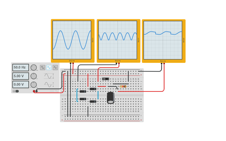 Circuit design Raddrizzatore a doppia semionda - Tinkercad