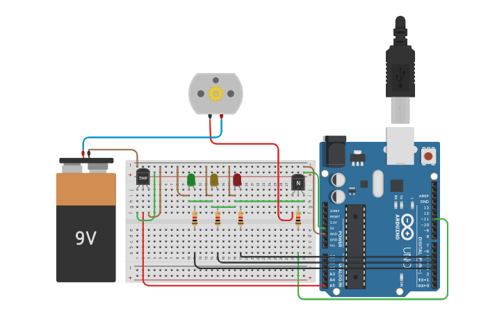 Circuit Design 10 Deney Lm35 Isı Sensörü Ile Dc Motor Kontrolü Tinkercad