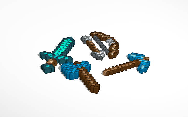 3D design Minecraft wepons pack | Tinkercad