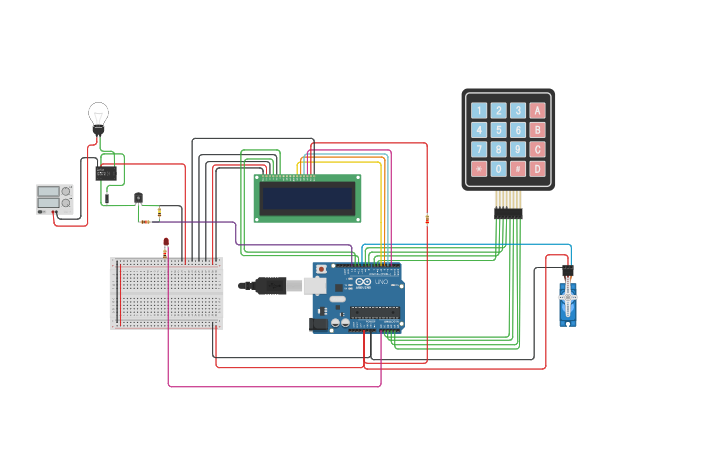 Circuit Design Membuka Kunci Pintu Dengan Password Menggunakan Arduino
