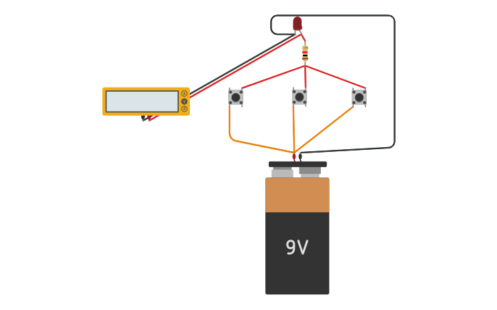 Circuit design Circuito led 3 buttons | Tinkercad