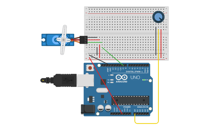 Circuit design P13.2: Control Servo | Tinkercad