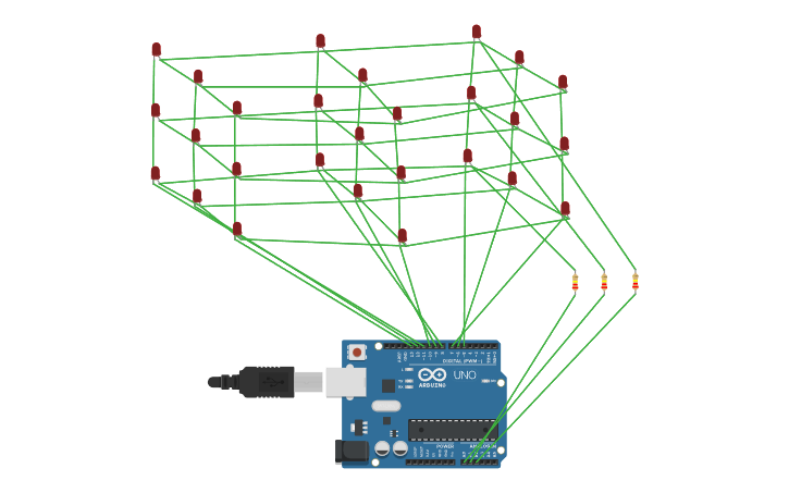Circuit design LED CUBE - Tinkercad