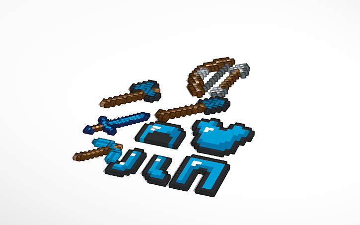3D design Diamond Minecraft tools - Tinkercad