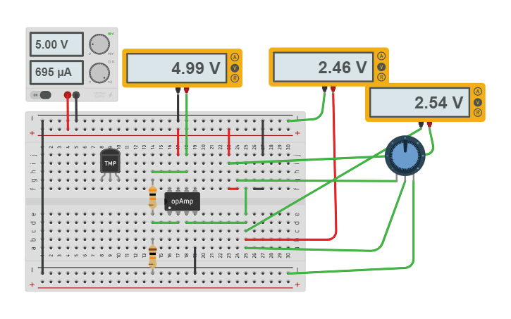 Circuit design LM35+OPamp - Tinkercad