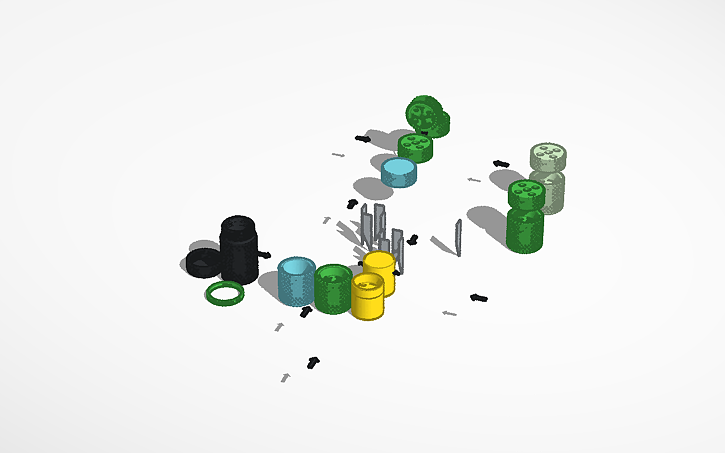 3D design 2032 battery cutter exploded view - Tinkercad