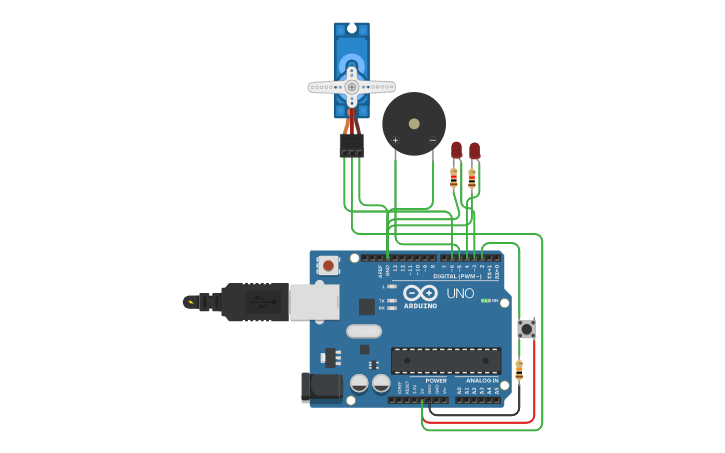 Circuit design train crossing - Tinkercad