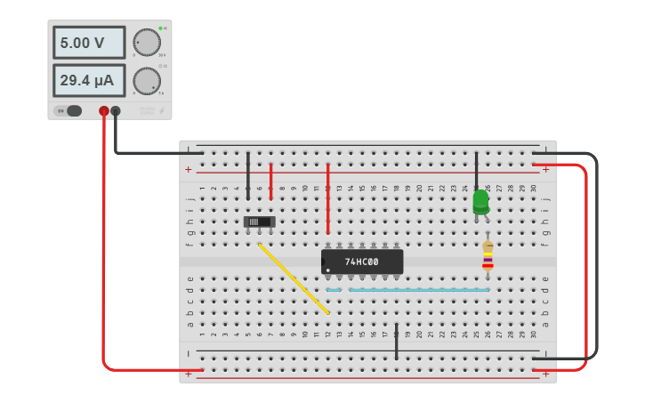 Circuit design NOT Gate using NAND Gate - Tinkercad