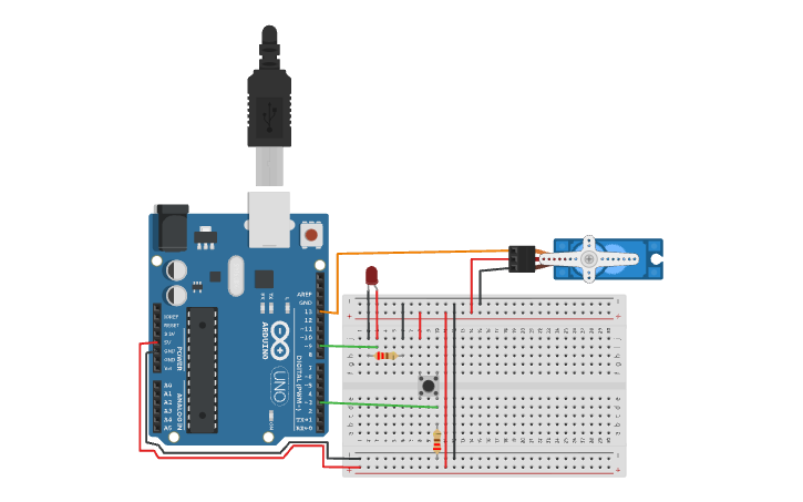Circuit design pulsador con led | Tinkercad