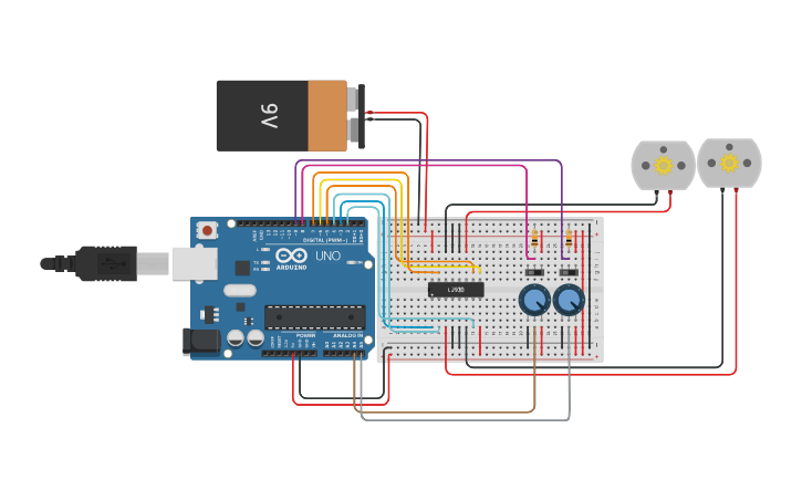 Circuit design Raul Santos-Motor DC L293D | Tinkercad