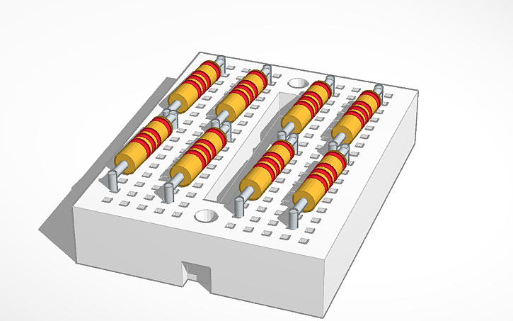 3D design Mini protoboard with resistor pack | Tinkercad