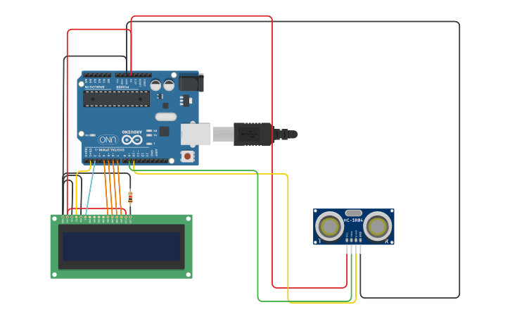 Circuit design 12 - Circuit using ultrasonic sensor - Tinkercad
