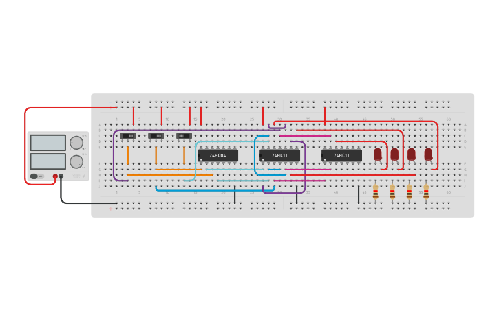 Circuit design 1x4 Demultiplexer - Tinkercad