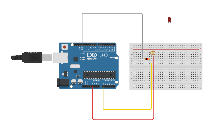 Circuit design 8. LDR Sensor - Tinkercad