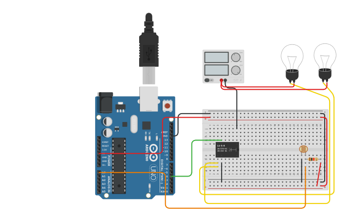 Circuit design relè | Tinkercad